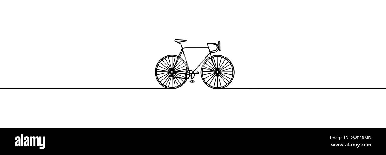 Bicycle in continuous line art drawing style. Pedal cycle black linear ...