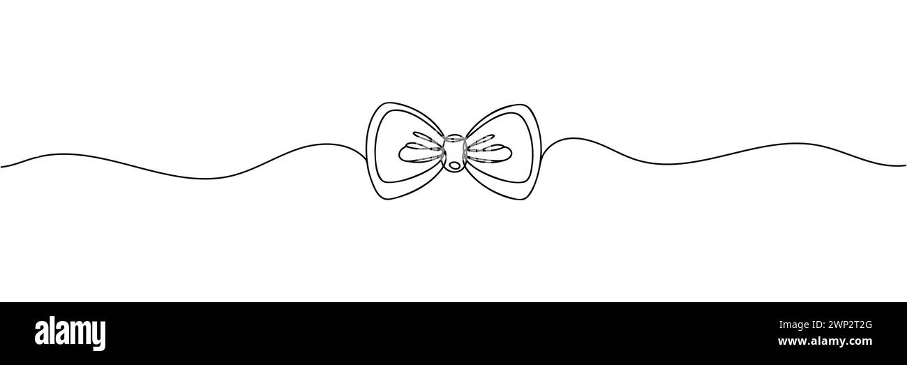 Continuous line drawing of decorative ribbon bow. Vector illustration ...