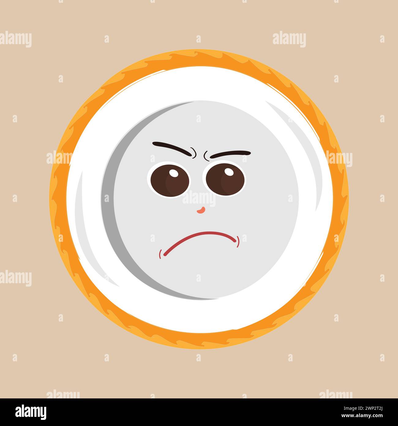 Plate cartoon character, with different expressions, happy mood, sad ...