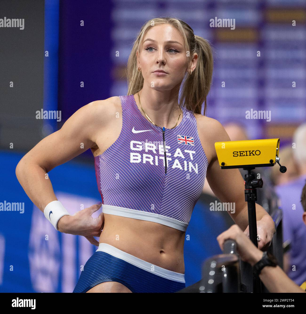 Molly Caudery of Great Britain competing in the Pole Vault final at the ...
