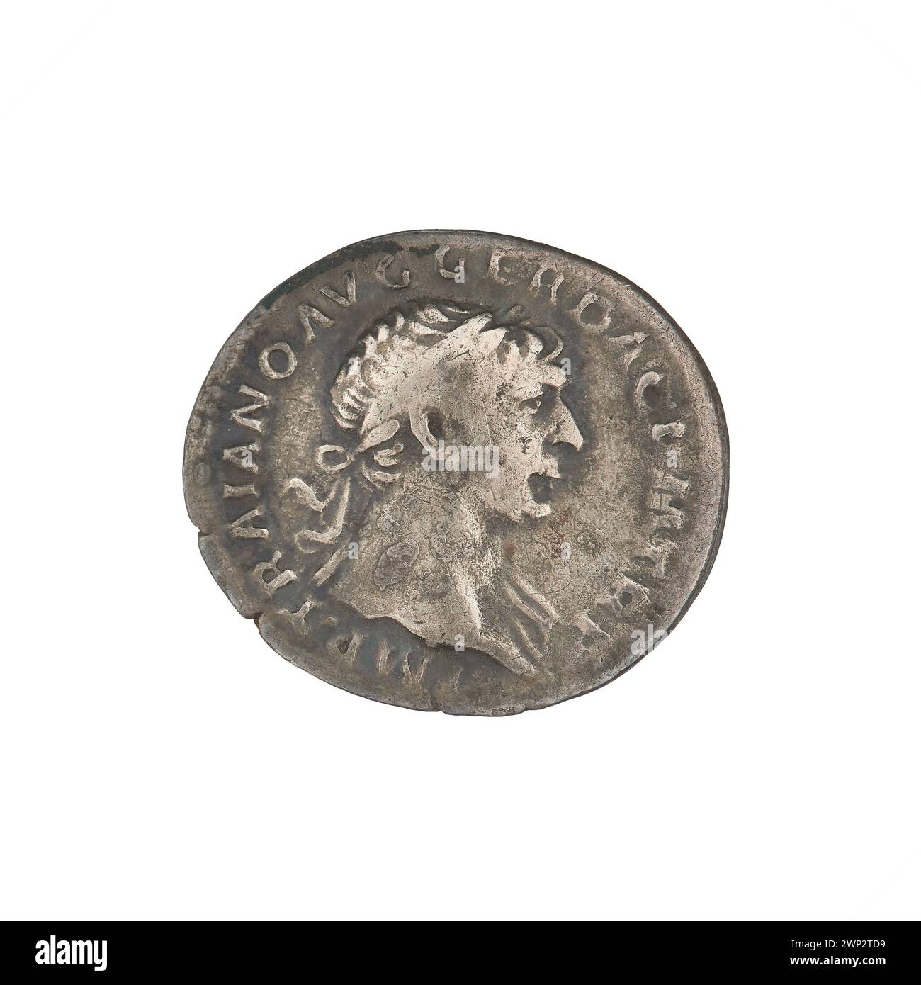 Silver denarius coin issued under Roman emperor Trajan between 103 and ...
