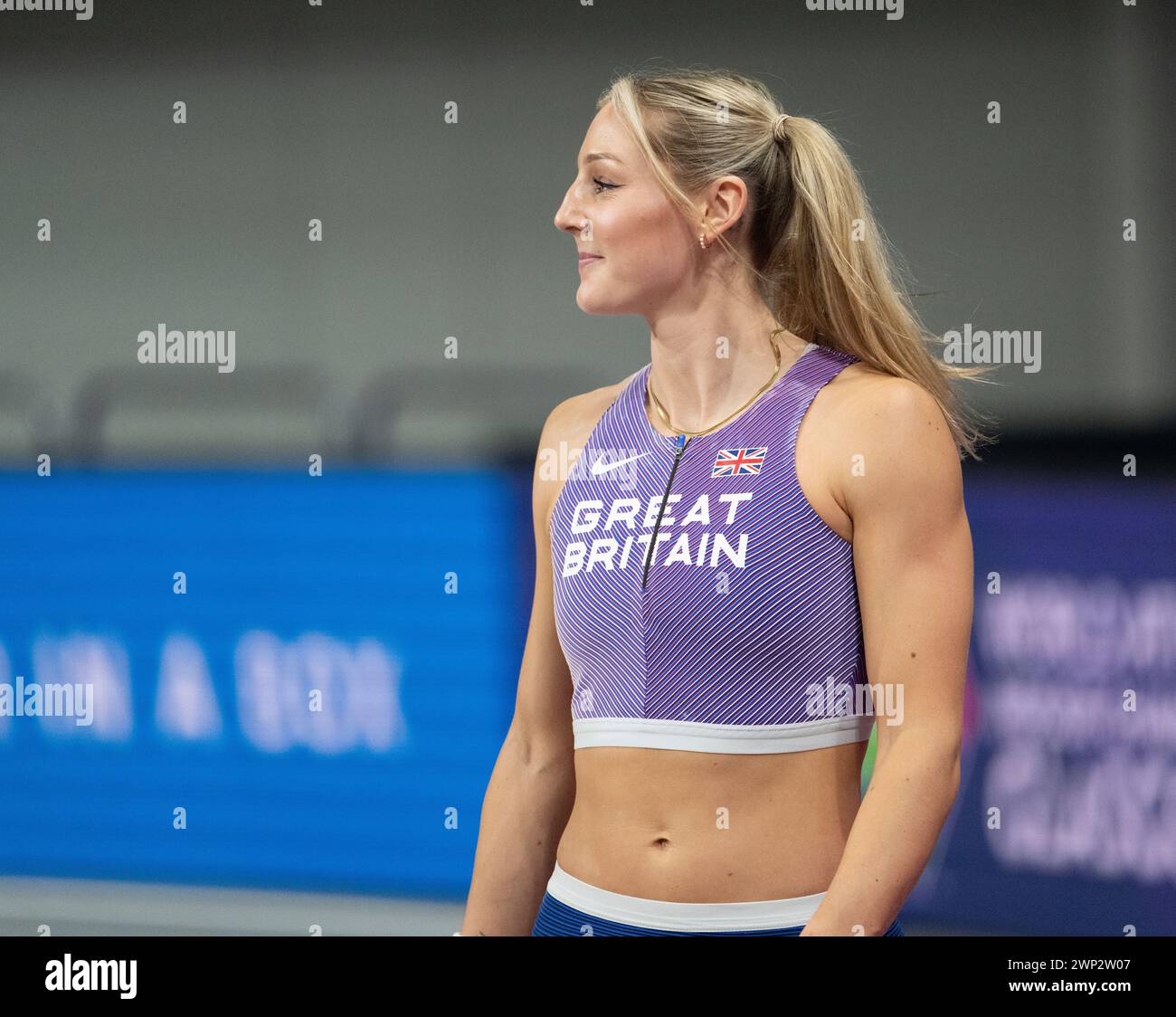 Molly Caudery of Great Britain competing in the Pole Vault final at the ...