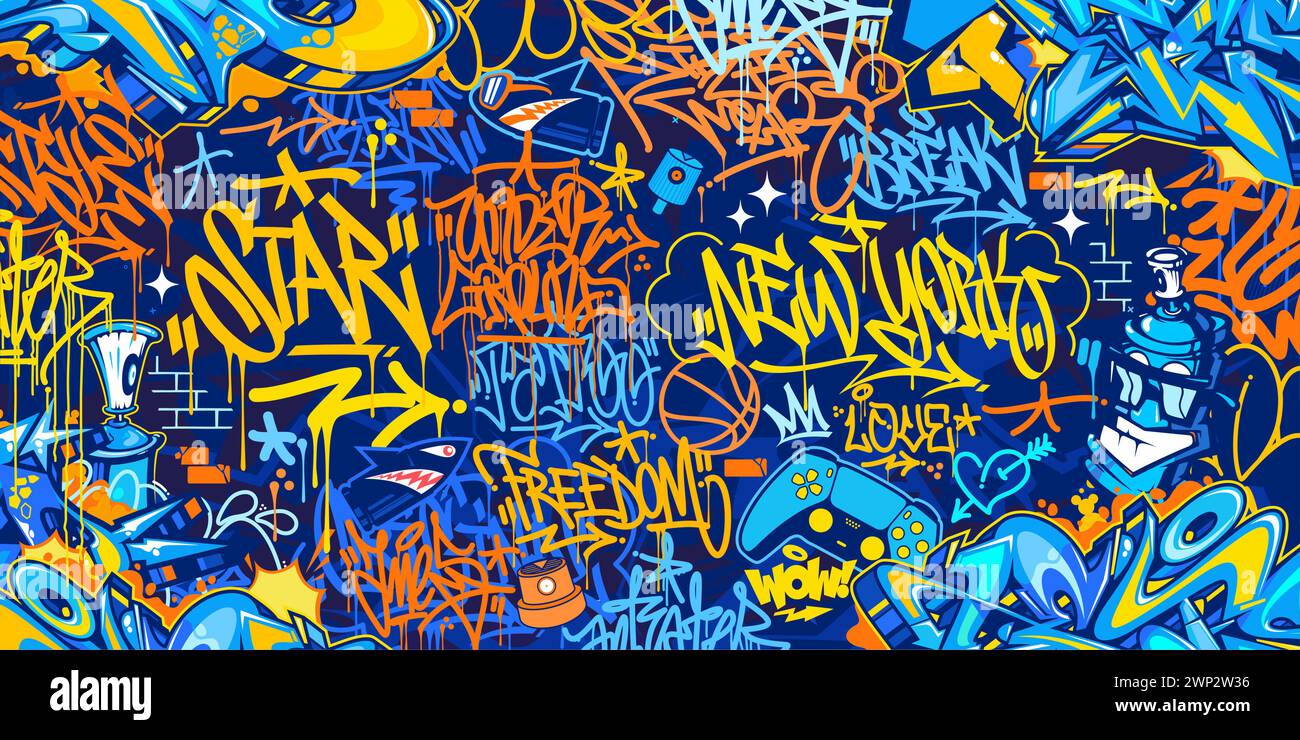 Colorful Abstract Urban Style Hiphop Graffiti Street Art Vector ...