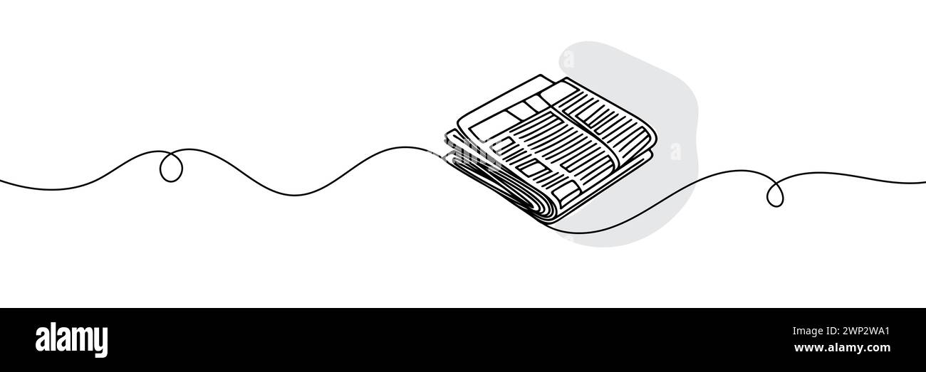 One line drawing of a stack of news newspapers. Vector illustration ...