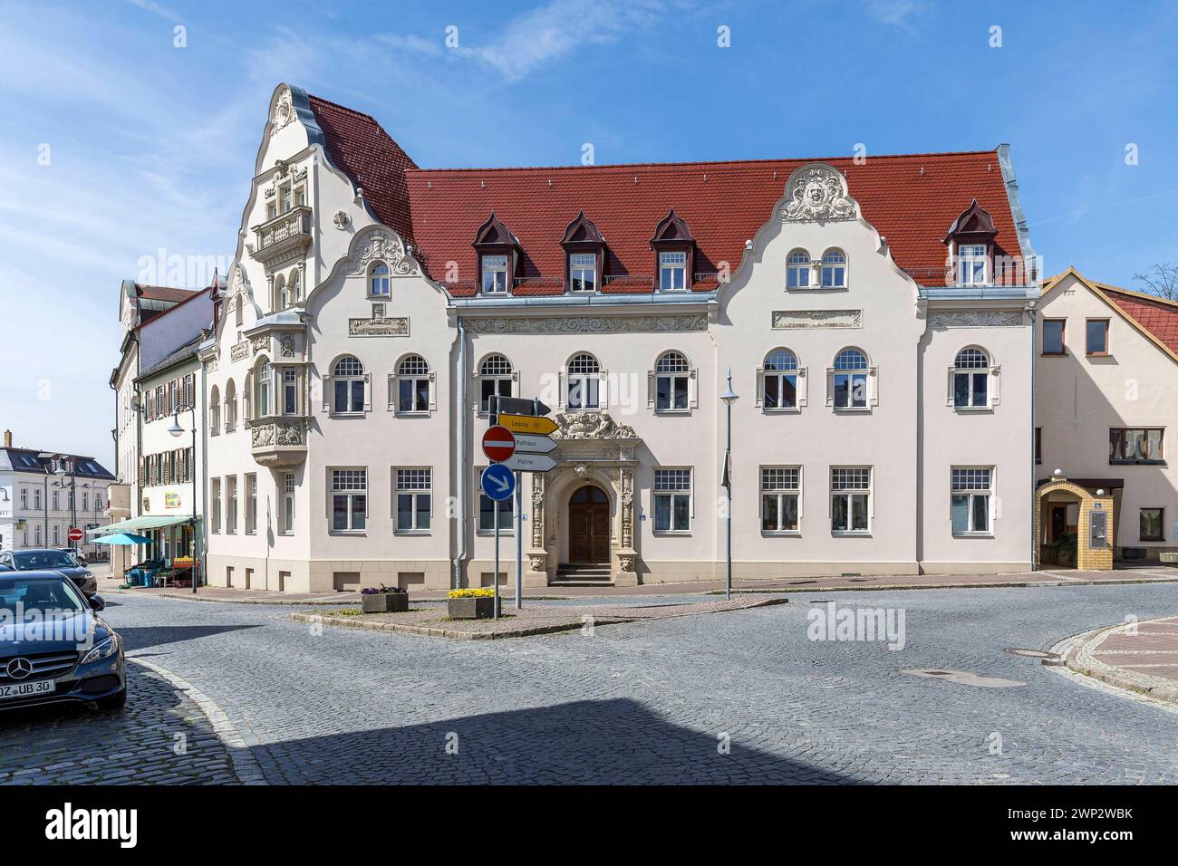 Seidemannhaus in der Innenstadt von Taucha, Sachsen, Deutschland ...