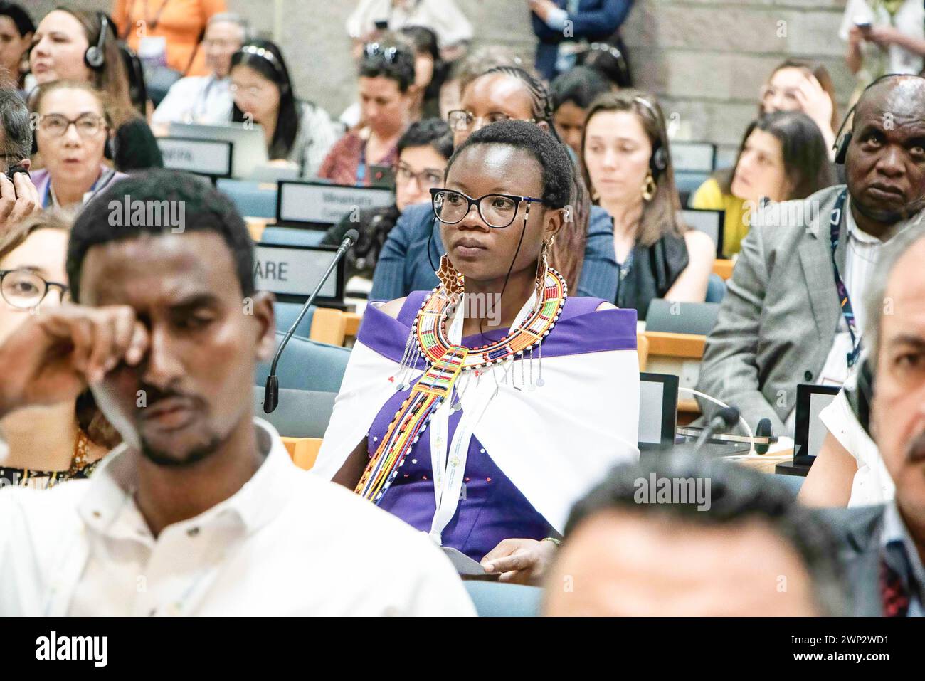 Delegates follow proceeding during the 6th United Nations Environment ...