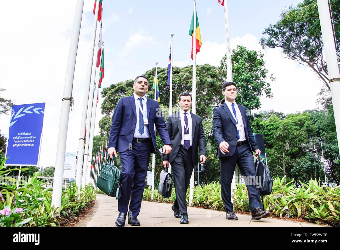 Delegates arrive to attend the 6th United Nations Environment Assembly ...