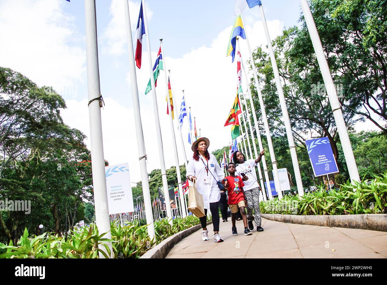 Delegates arrive to attend the 6th United Nations Environment Assembly ...