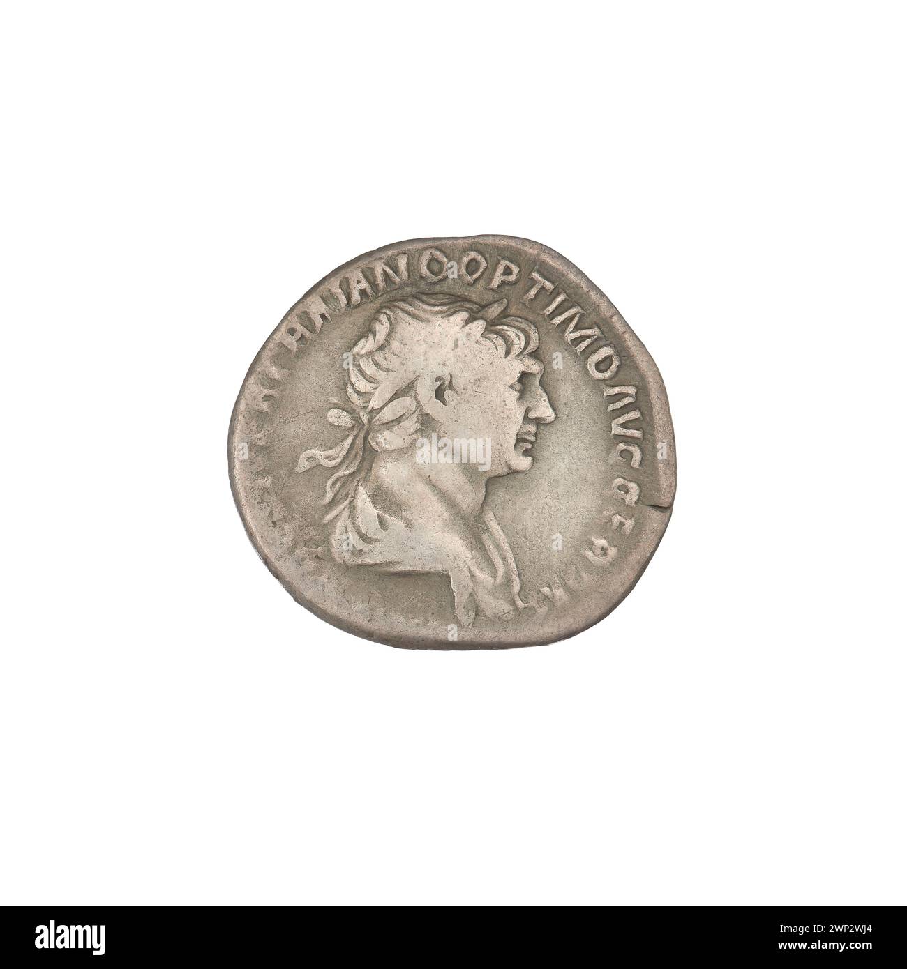 A Roman denarius minted 112–117 AD under Emperor Trajan features Mars ...