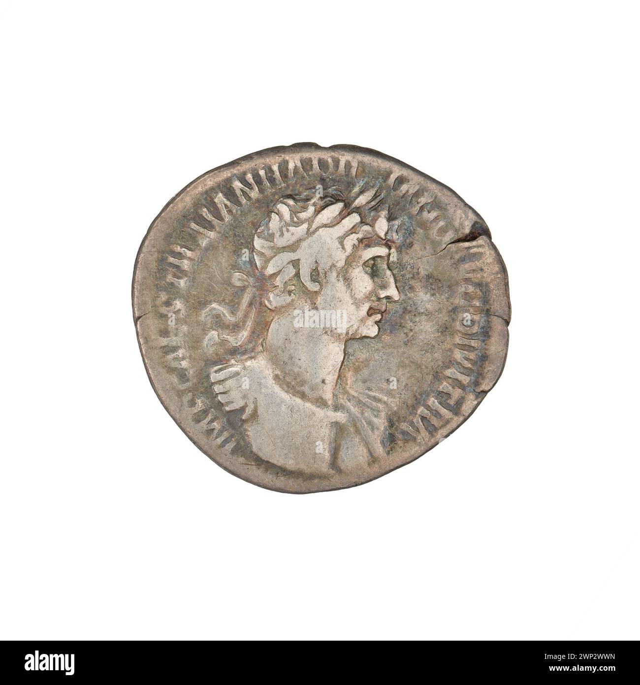 Hadrian's silver denarius from 117 AD features his laureate bust on the ...