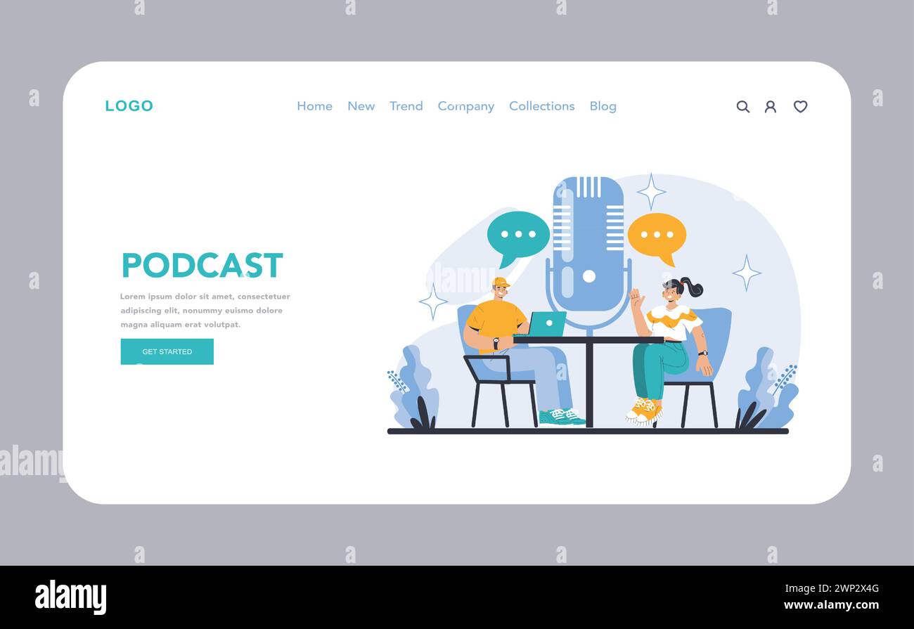 Podcast web or landing page. Engaging audio content and interactive ...