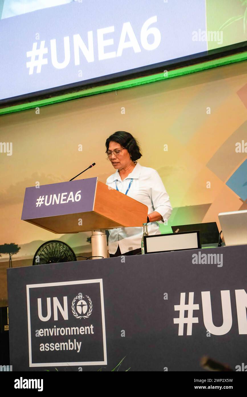 Nairobi, Kenya. 01st Mar, 2024. A delegate speaks during the 6th United ...