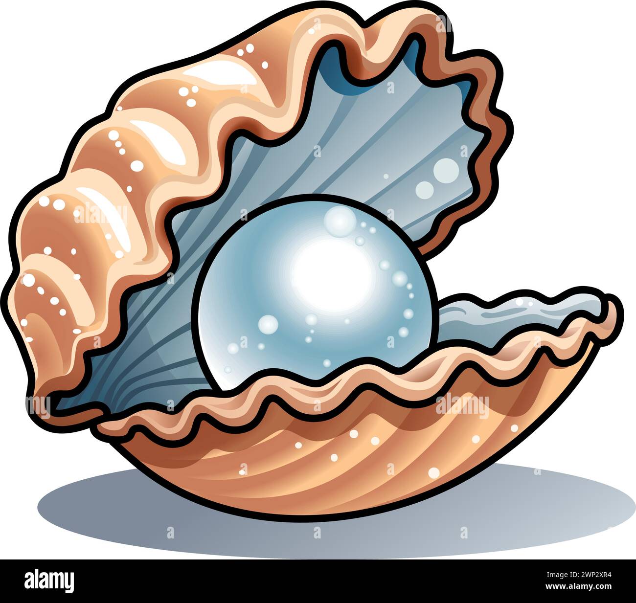 open seashell with a pearl inside, vector illustration Stock Vector ...