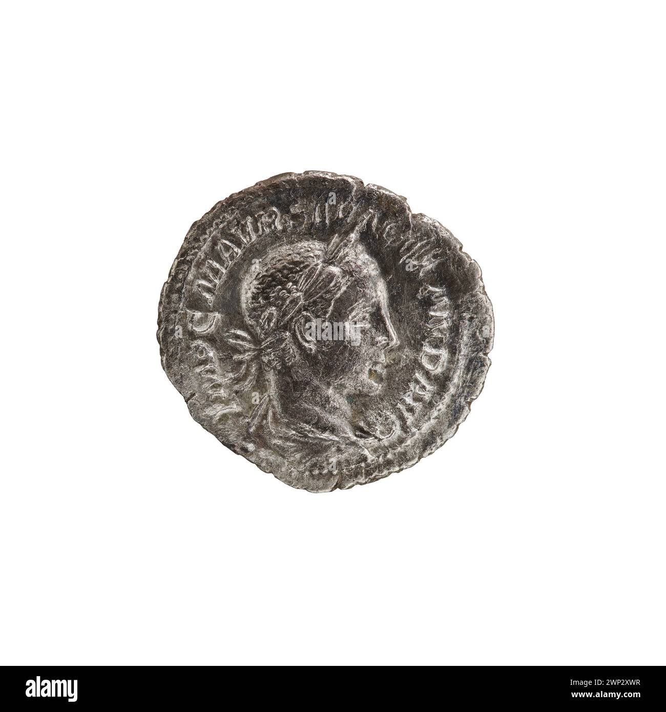 Denarius coin dated 224 CE, representing Roman imperial silver currency ...
