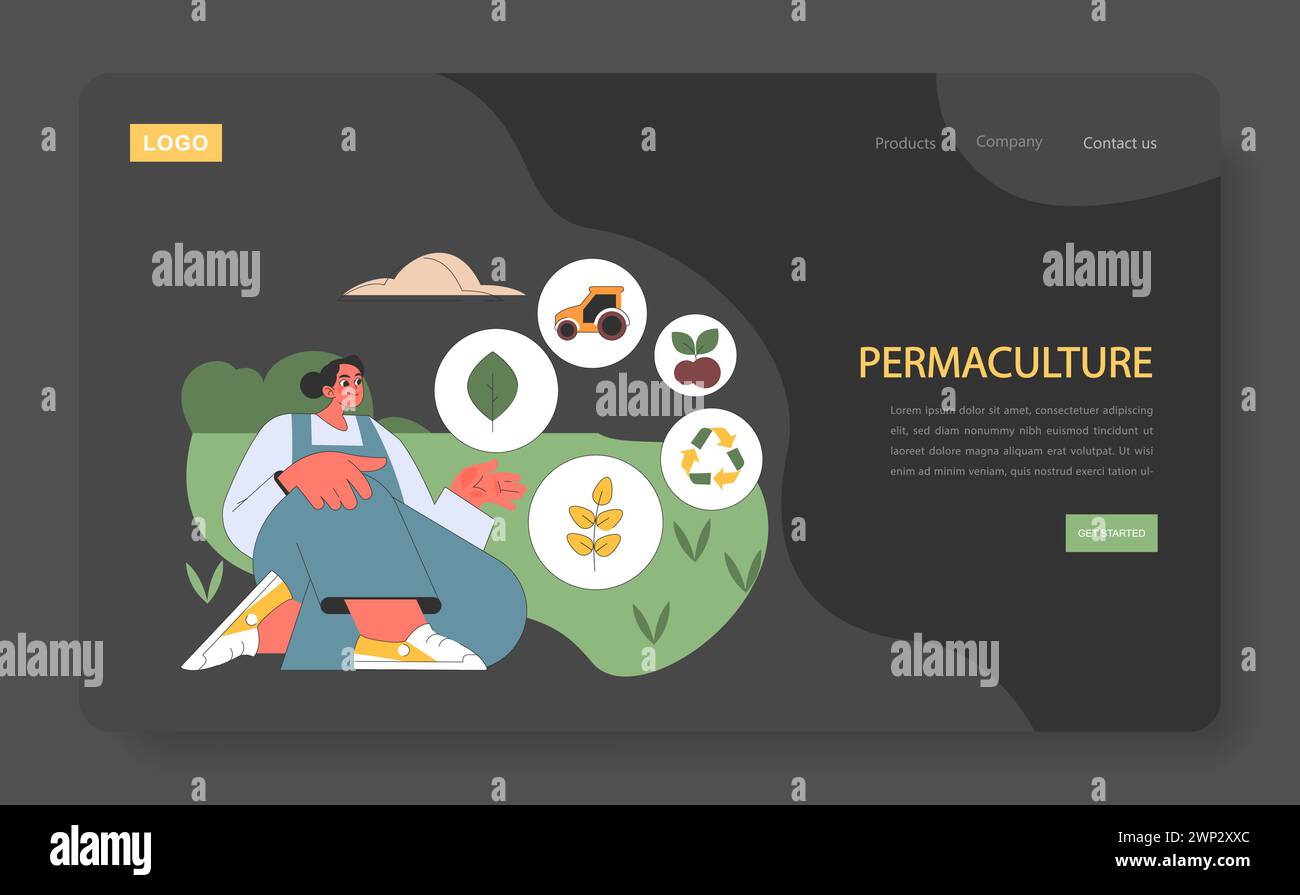 Permaculture concept. Individual demonstrates circular system of ...