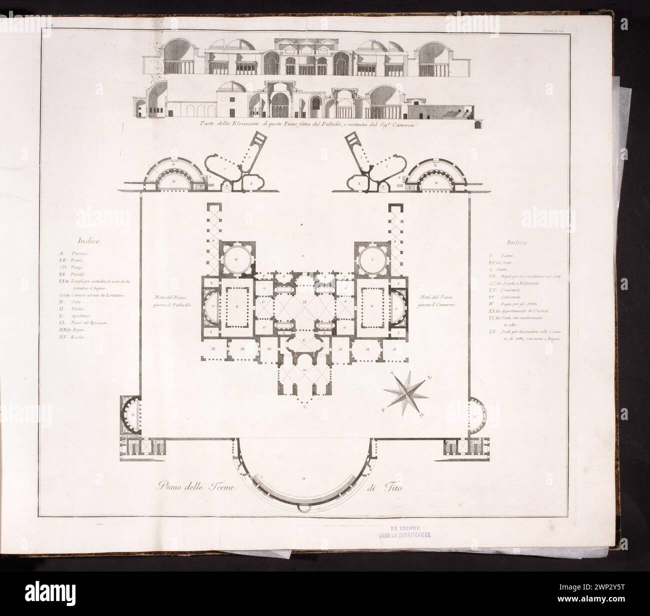 After 1776, ground floor plan of the Baths of Titus in Rome ...