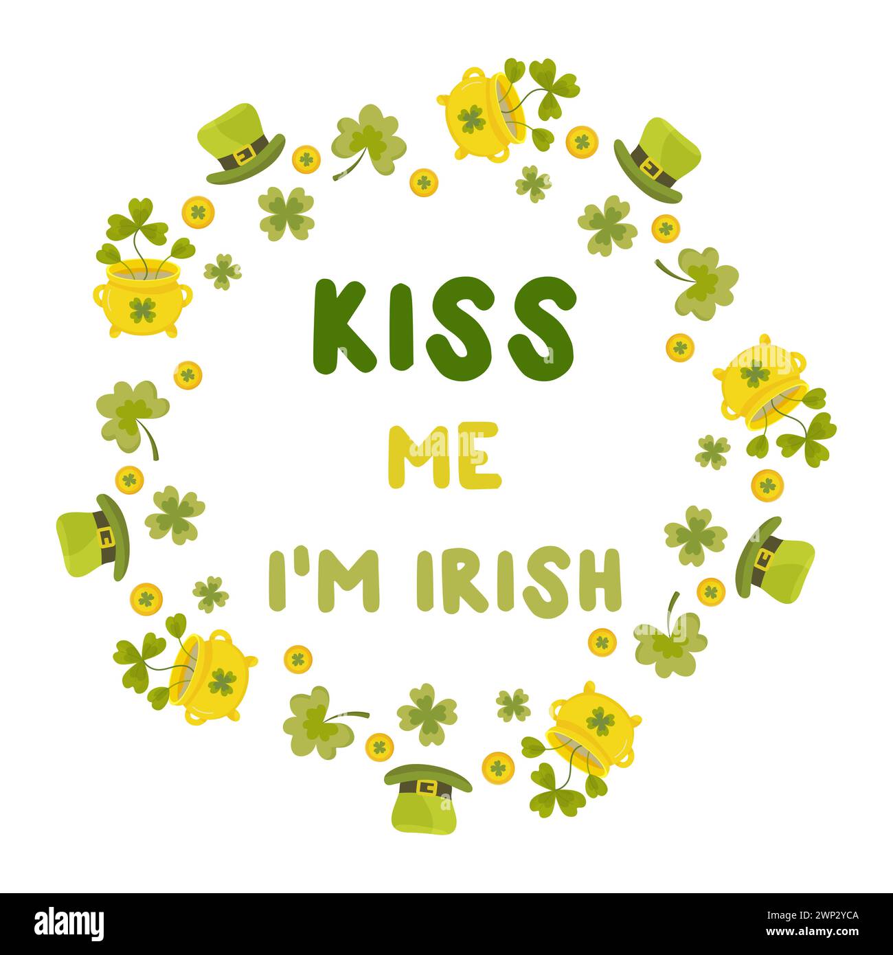 Kiss me, I'm Irish. St. Patrick's Day. T-shirt print, badge ...