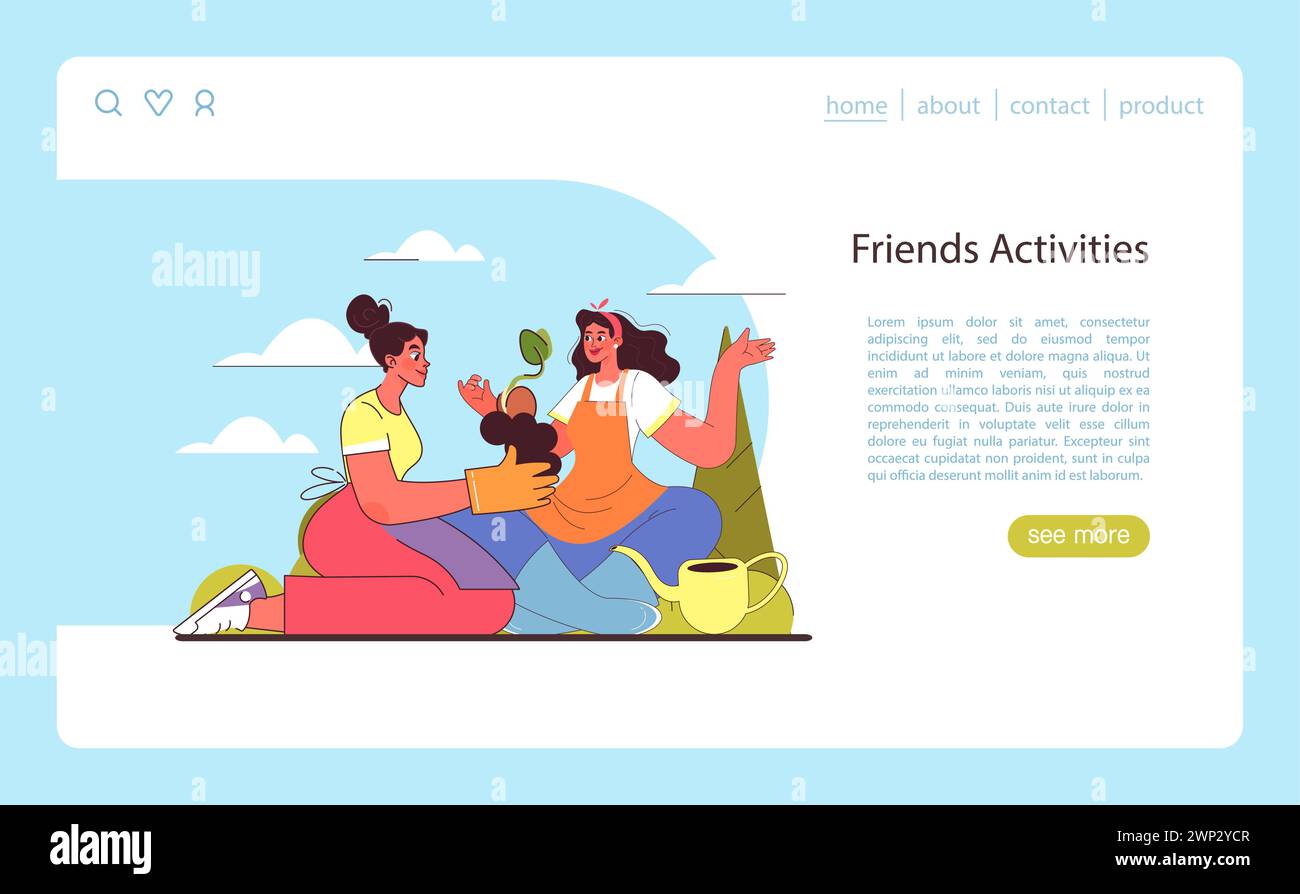 Friends activities concept. Enjoying a peaceful gardening session ...