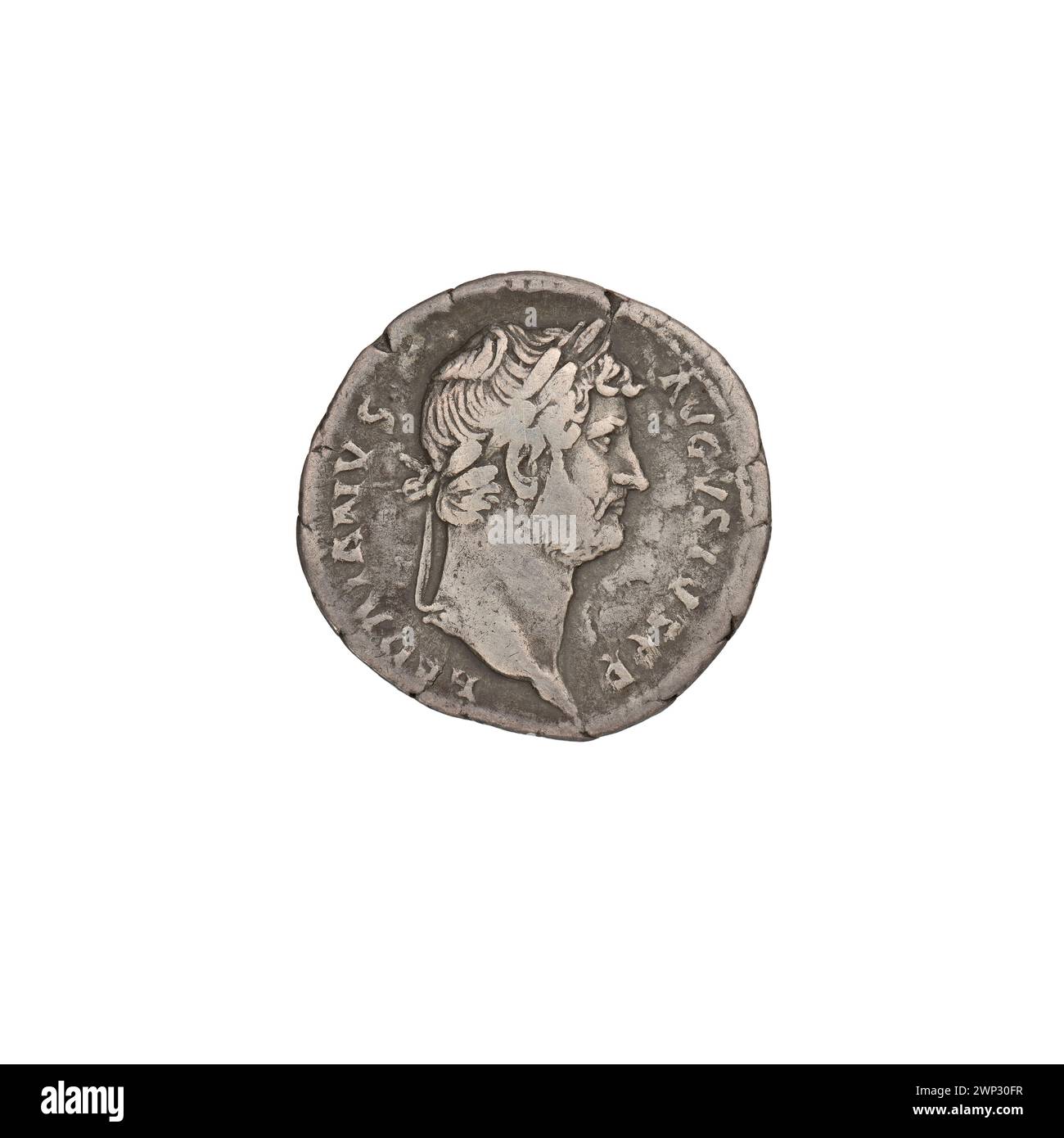 Roman denarius 128-132 AD showing Emperor Hadrian, Roma figure, heads ...