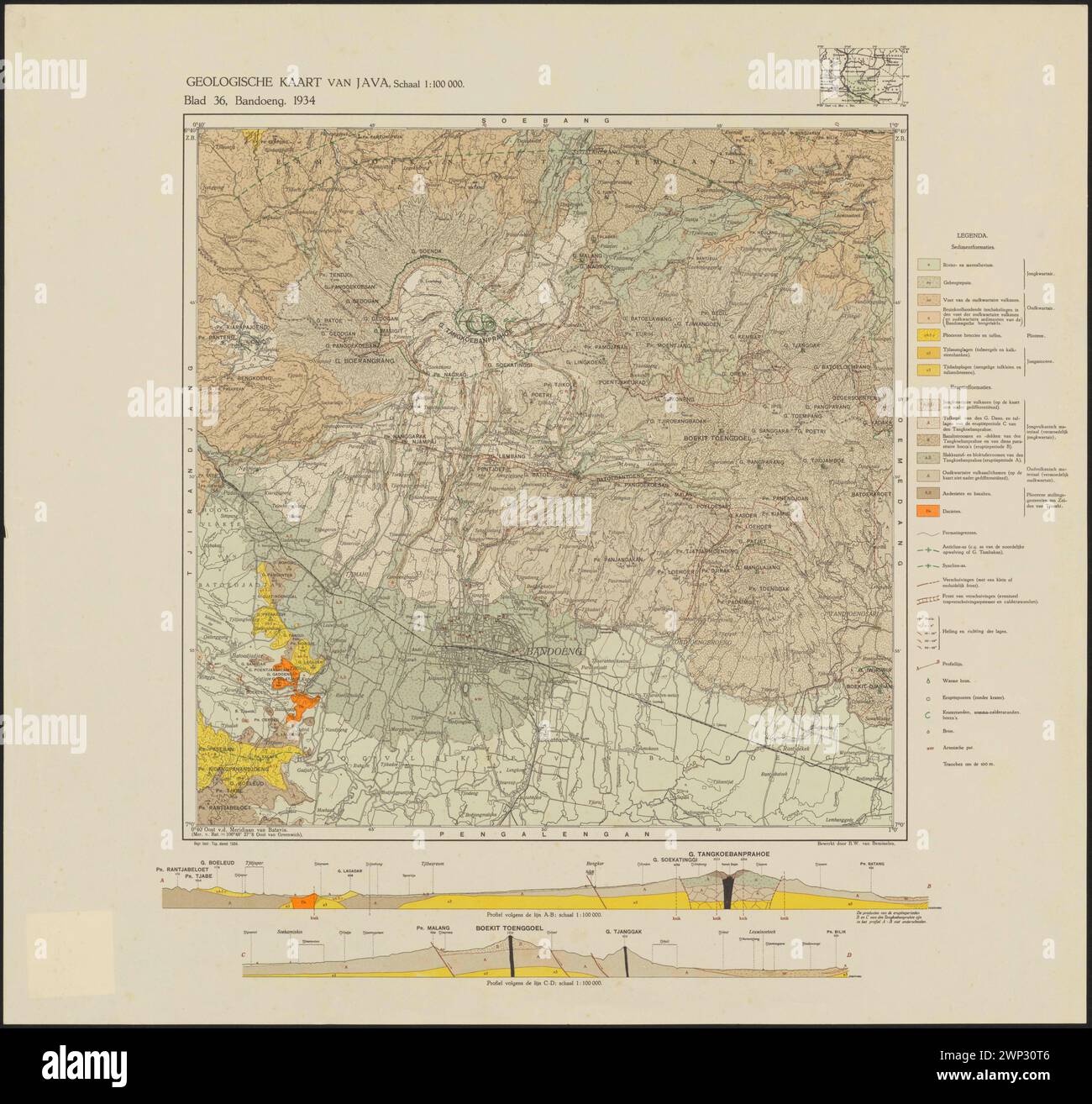 Geological Map of Bandoeng 1934 Stock Photo - Alamy