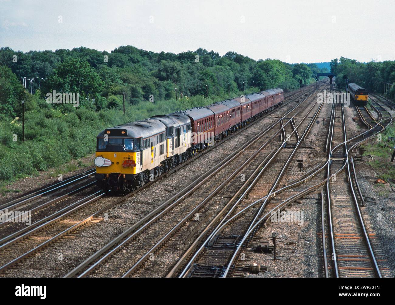 A pair of Class 31 diesel locomotives numbers 31130 and 31199 working ...