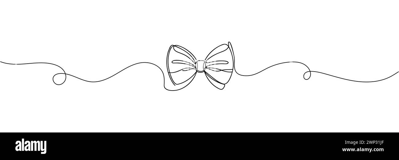 Continuous line drawing of decorative ribbon bow. Vector illustration ...