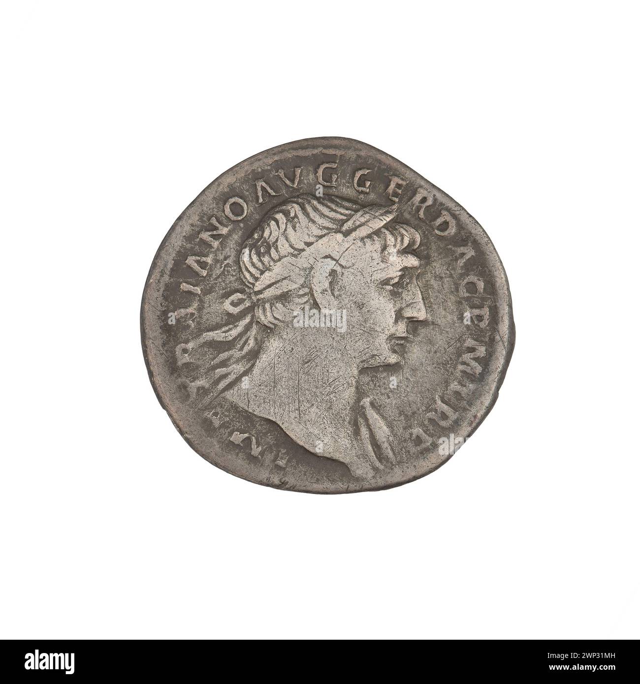 Denarius of Emperor Trajan, dated 103-111, showing heads, shields ...