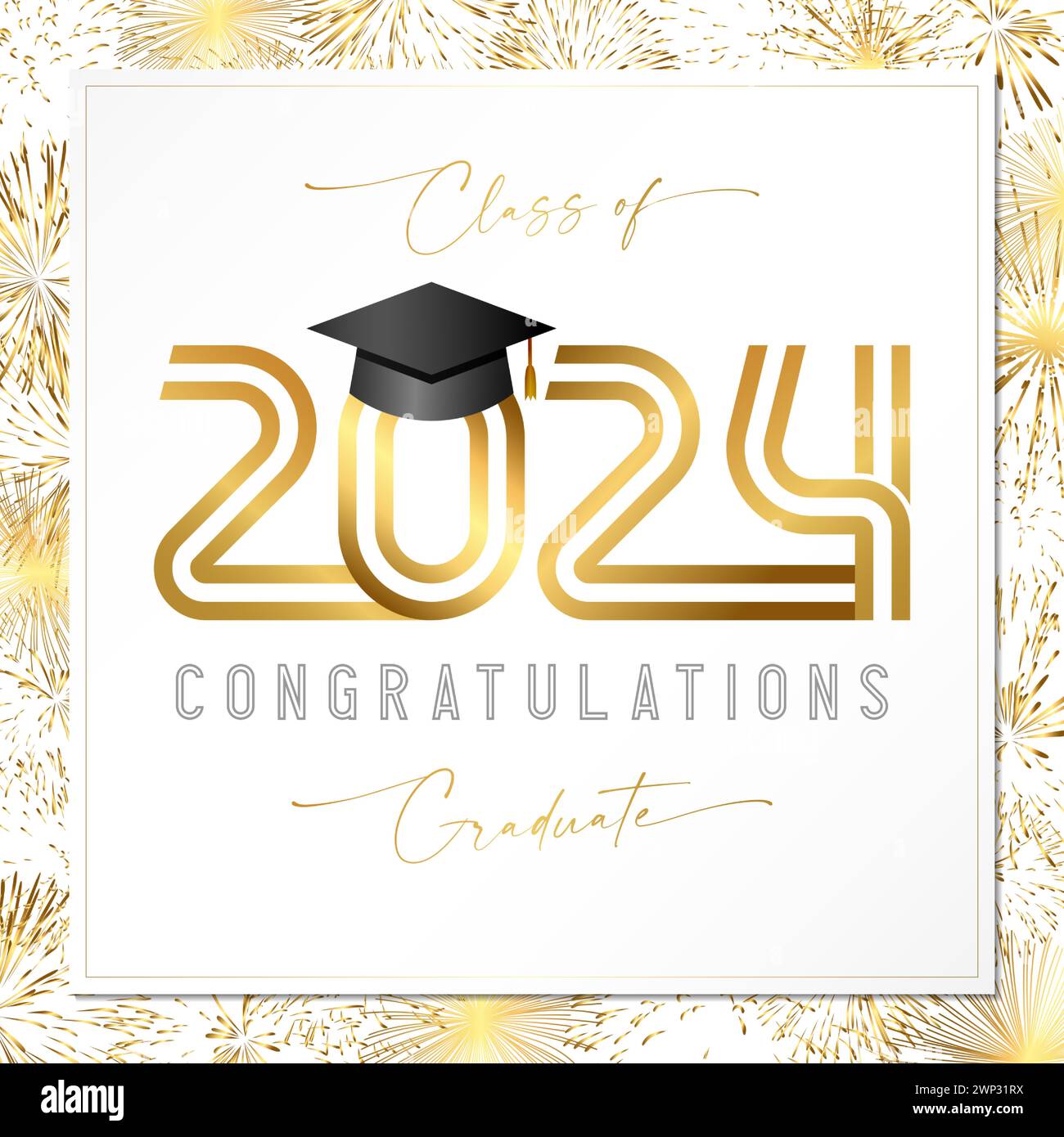 Congratulations 2024 graduate greeting card design. Social media poster ...