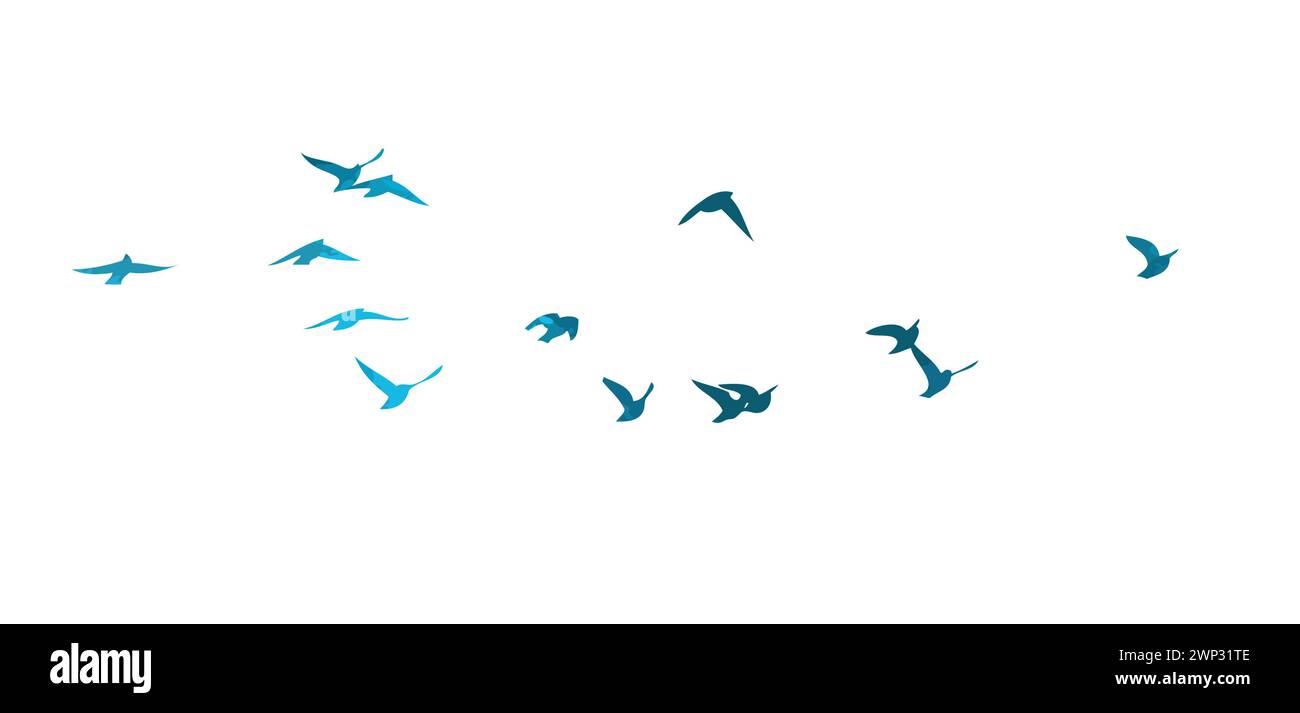A flock of blue watercolor flying birds. hand drawing. Not AI, Free ...