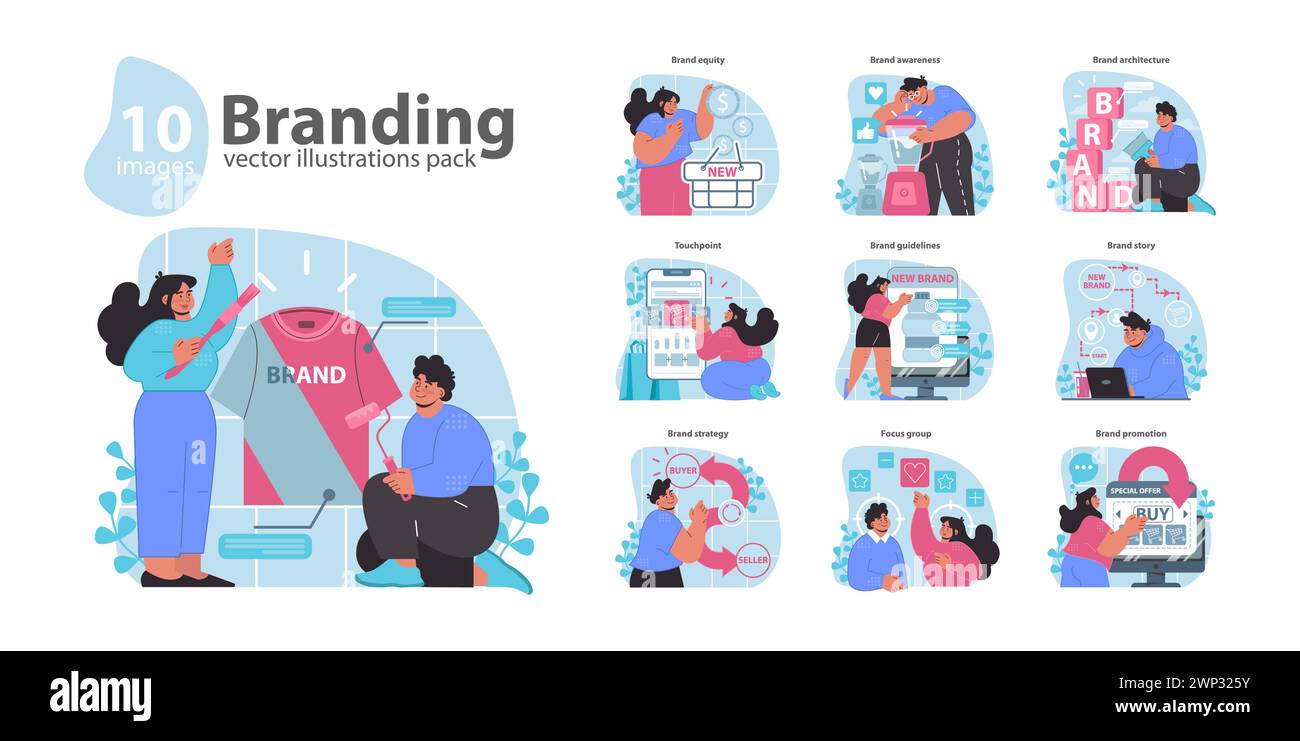 Branding set. Crafting corporate identity through design. Strategies ...