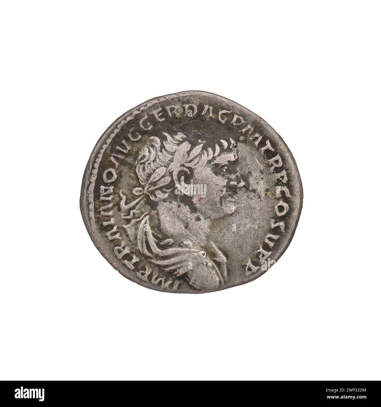Denarius from 103-111 CE featuring Emperor Trajan with the mythological ...