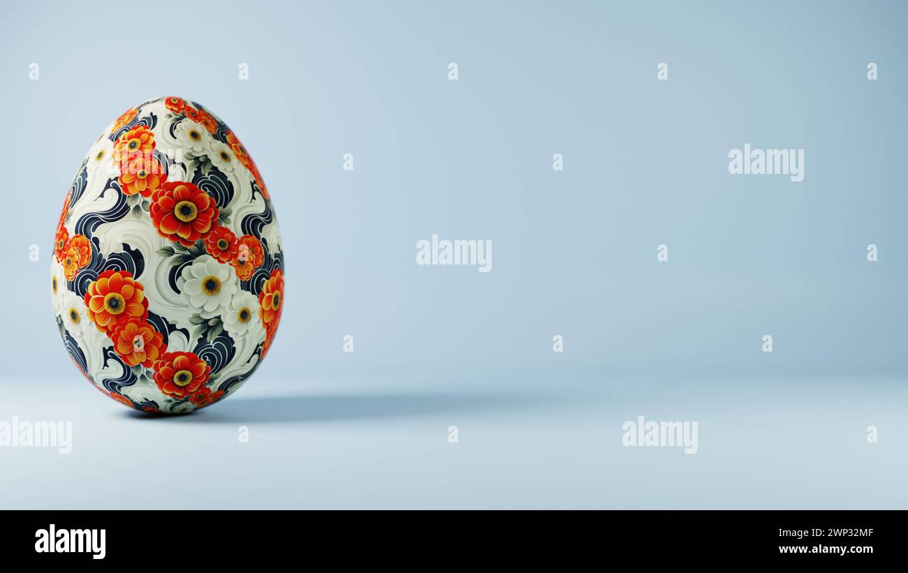 3D minimalist Easter egg design featuring a retro wave pattern ...