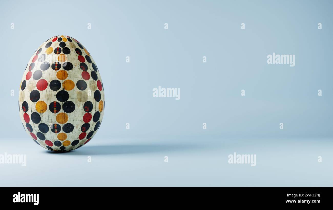 3D minimalist Easter egg design featuring a retro wave pattern ...