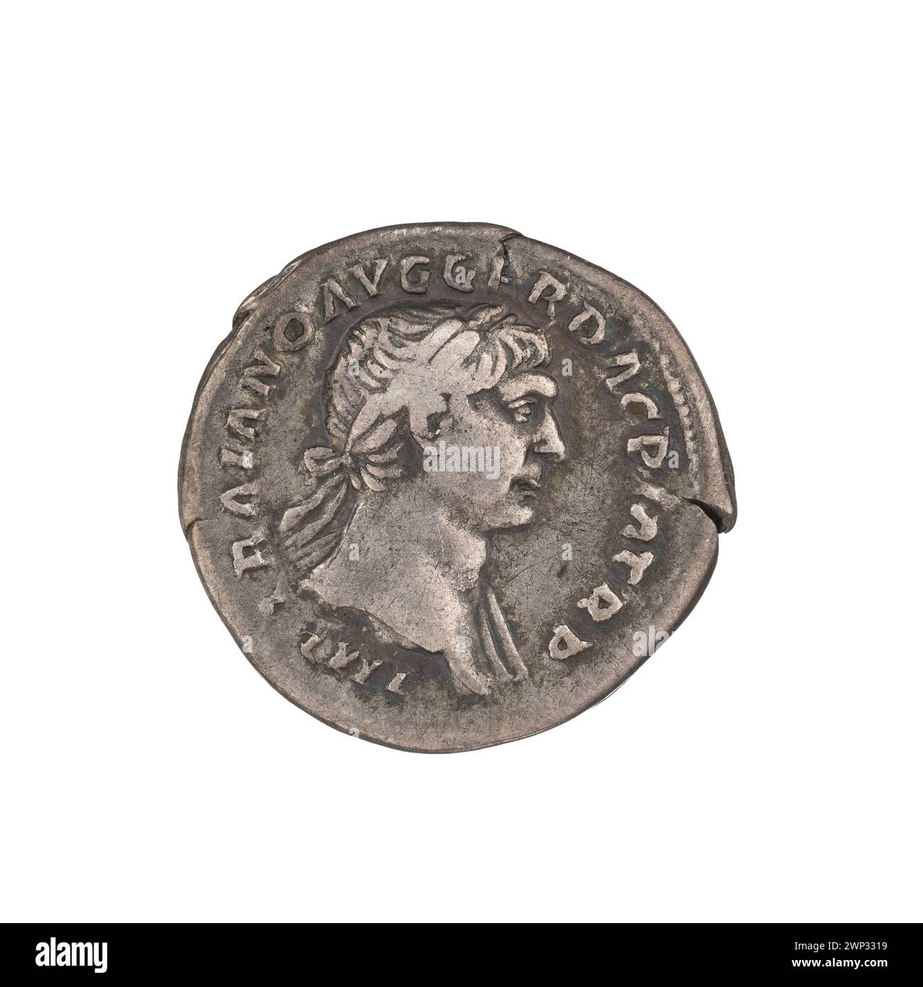 Roman silver denarius from 103-111 CE depicting Fortuna, the ...