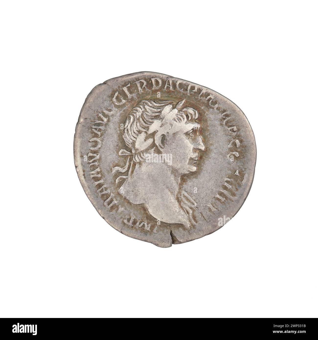 This denarius depicts Emperor Trajan with Abundantia holding a ...