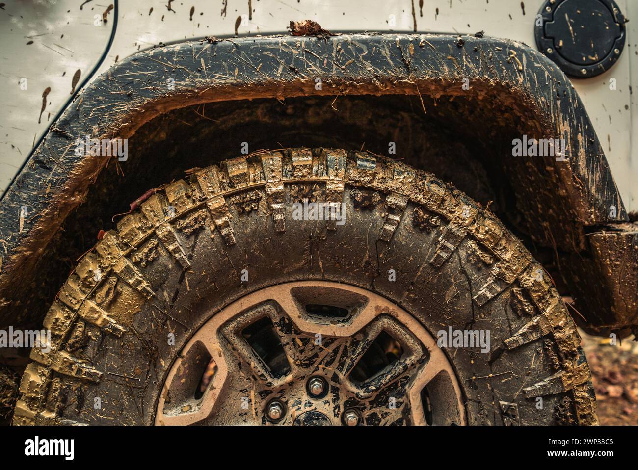 Dirty Muddy SUV Wheel. Off Road Drive Theme Stock Photo - Alamy