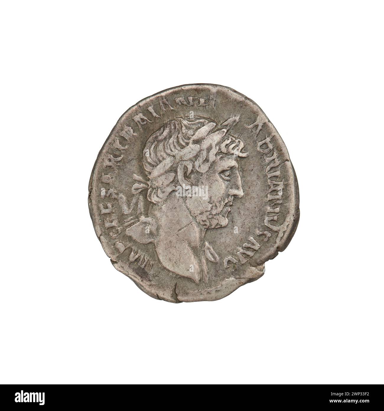Silver denarius coin issued by Roman Emperor Hadrian between 119 and ...