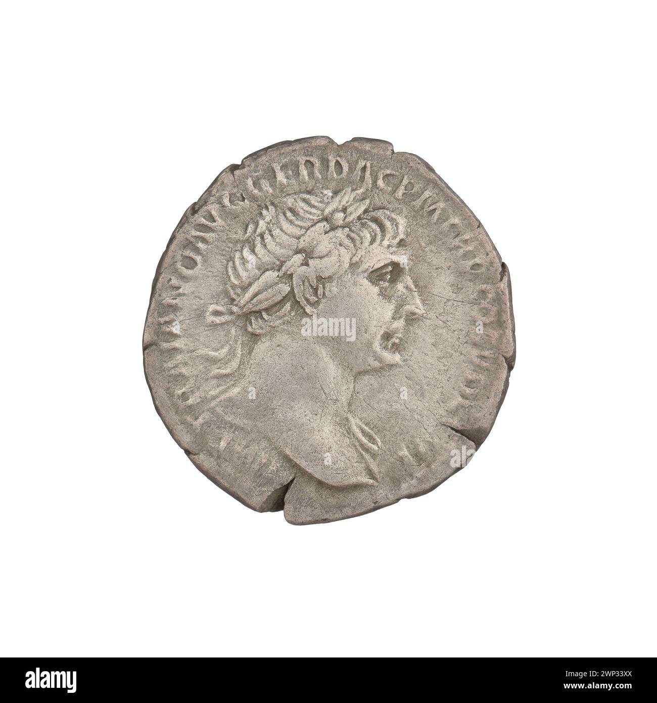 Roman denarius minted 111 CE depicting Emperor Trajan and the ...