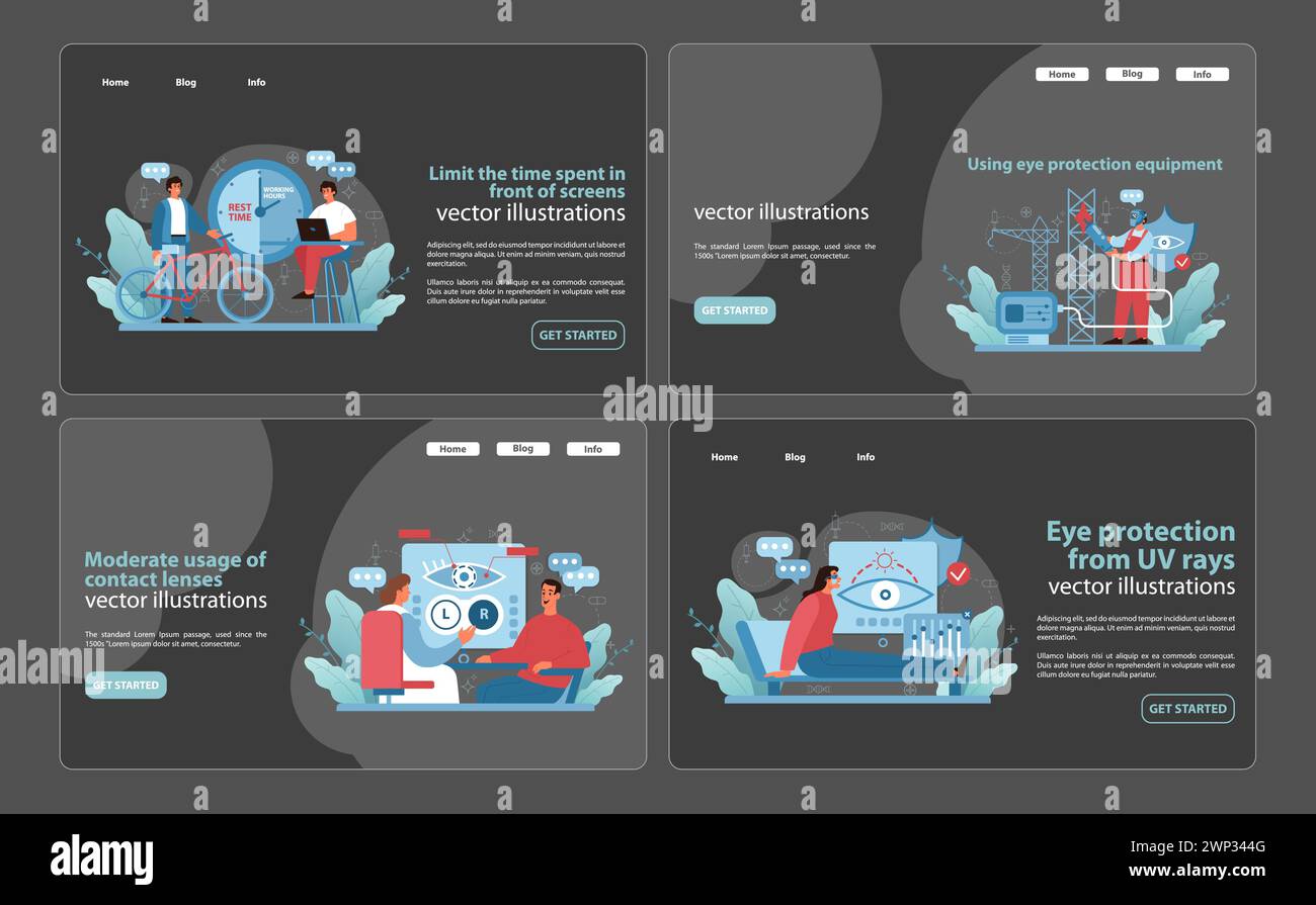 Vision Care Digital Banners Set. Illustrative web banners promoting ...