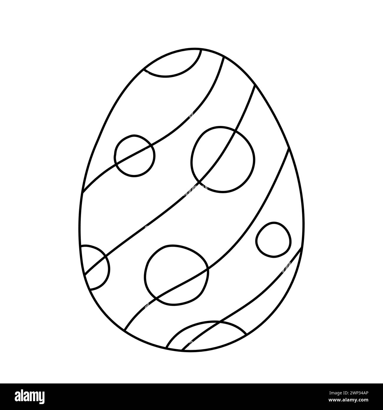 Egg with abstract geometric pattern, doodle style flat vector outline ...