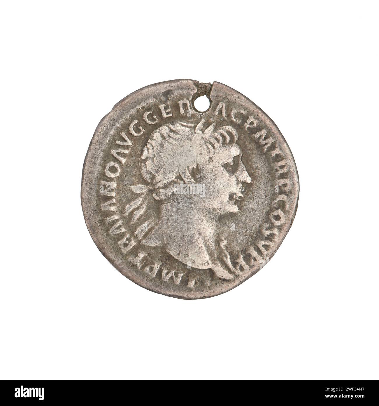Roman denarius minted 103-111 AD under Emperor Trajan, depicting Mars ...