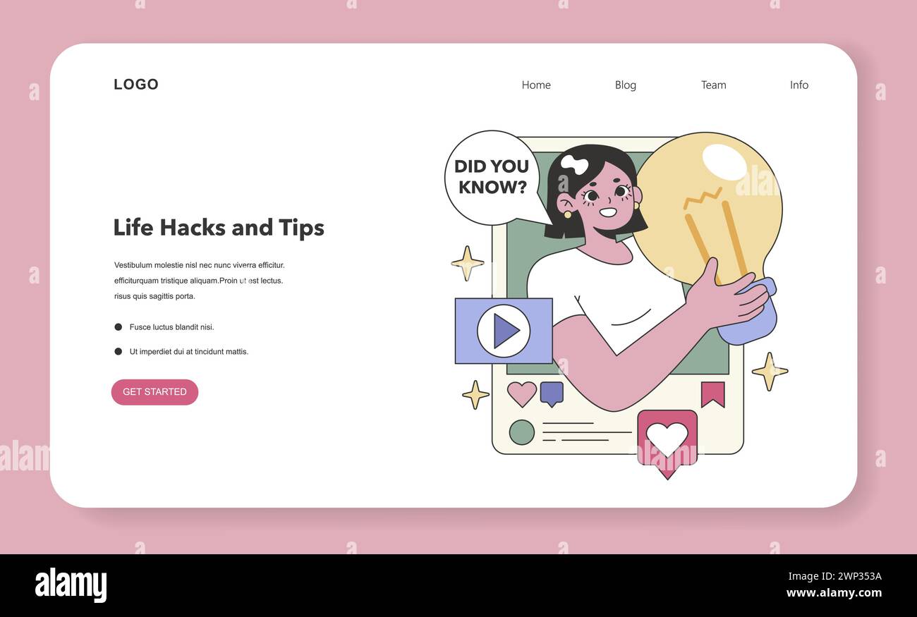 Innovative Ideas set. Illuminating everyday life with practical tips ...