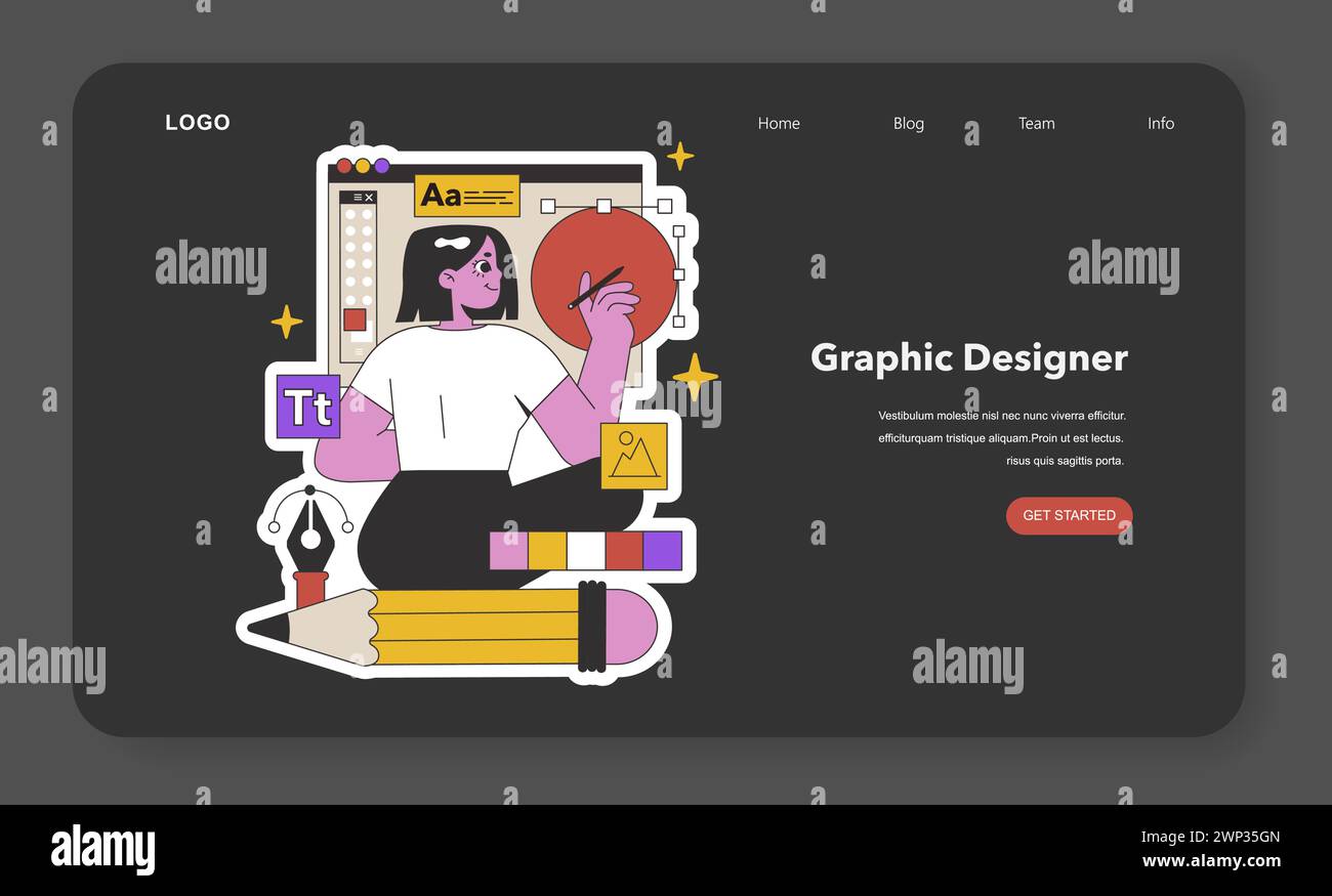 Innovative Graphic Designer. A focused professional sketches out bold ...