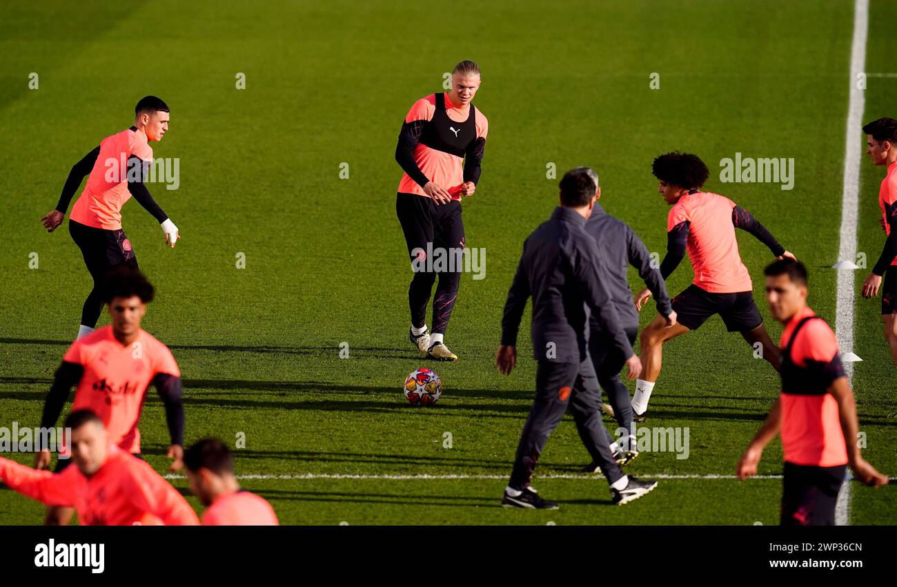 Manchester City's Erling Haaland during a training session at the City ...