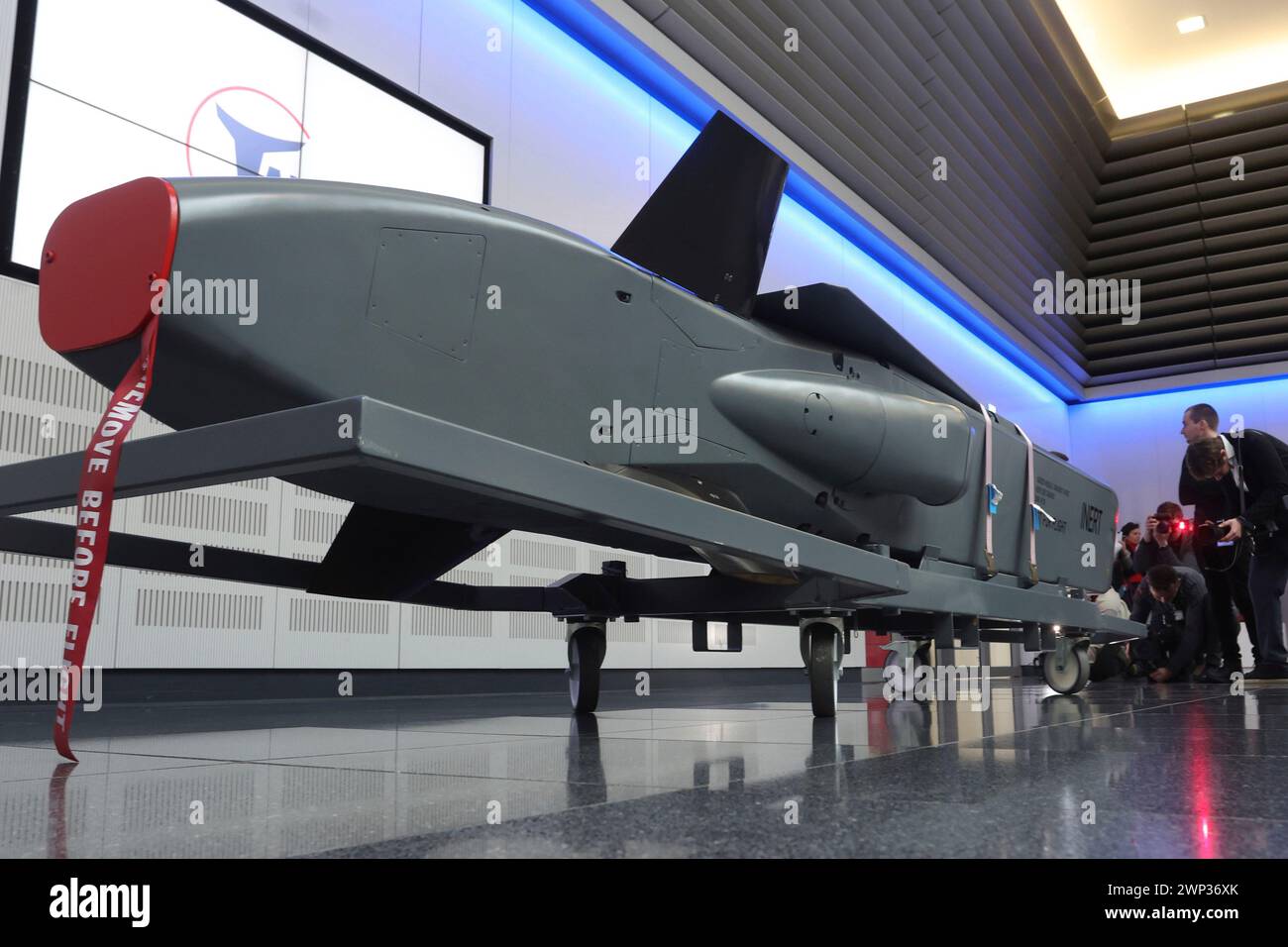 Photographers take pictures of a Taurus KEPD 350 cruise missile during ...