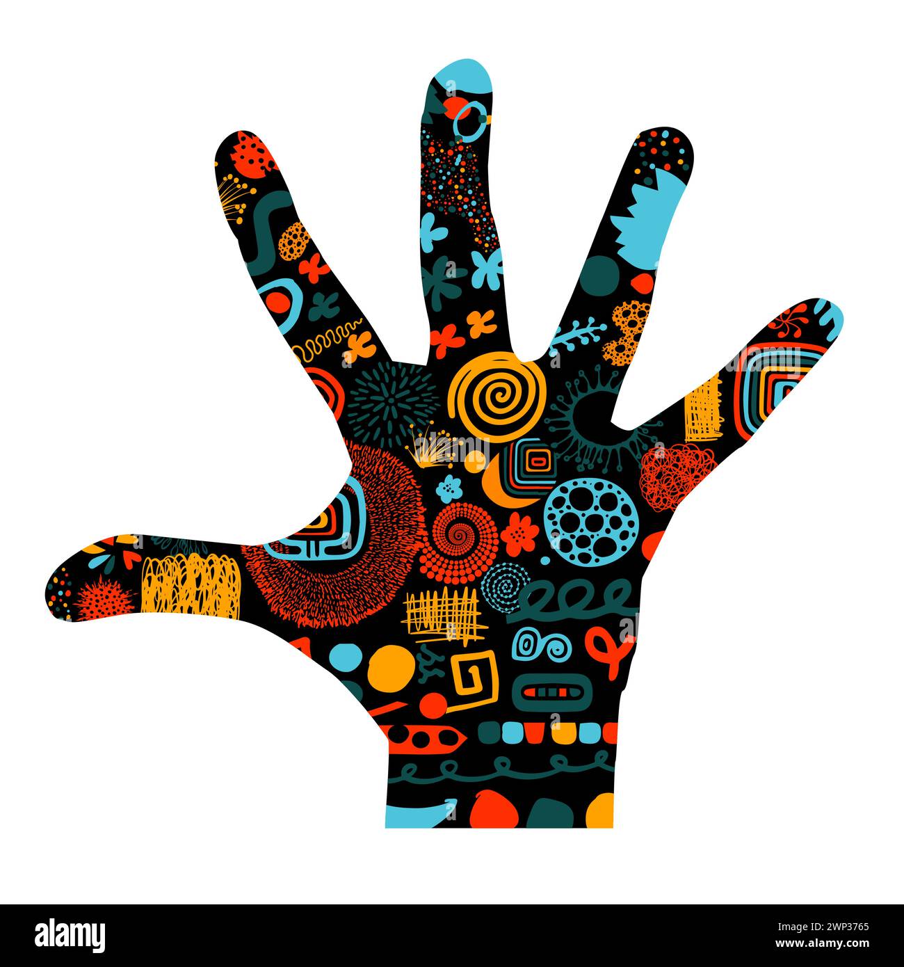 Hand palm abstraction Hand made of abstract patterns. hand drawing. Not ...