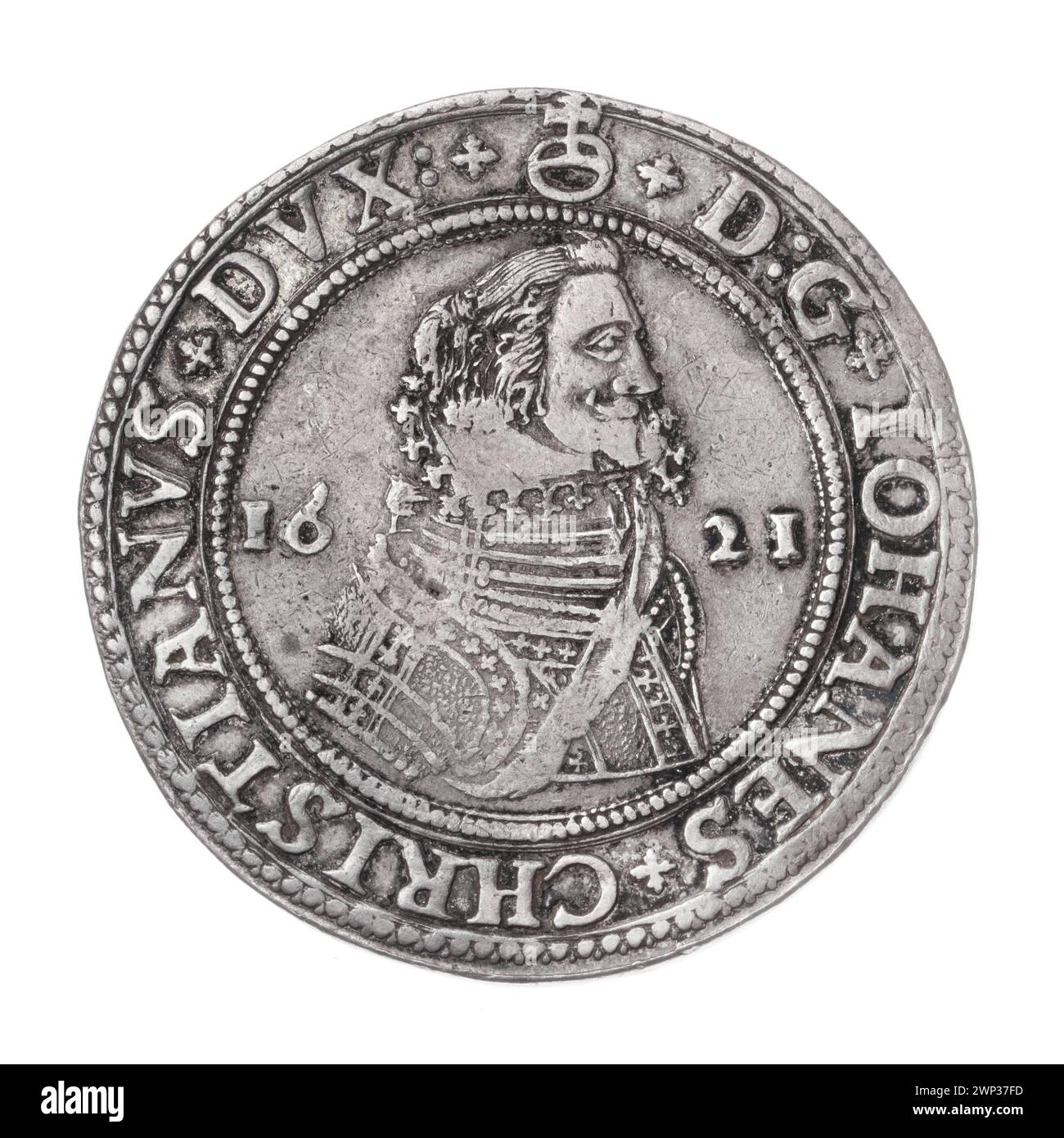 Thaler showing Jan Christian, Prince of Brest, in paradna armor with ...