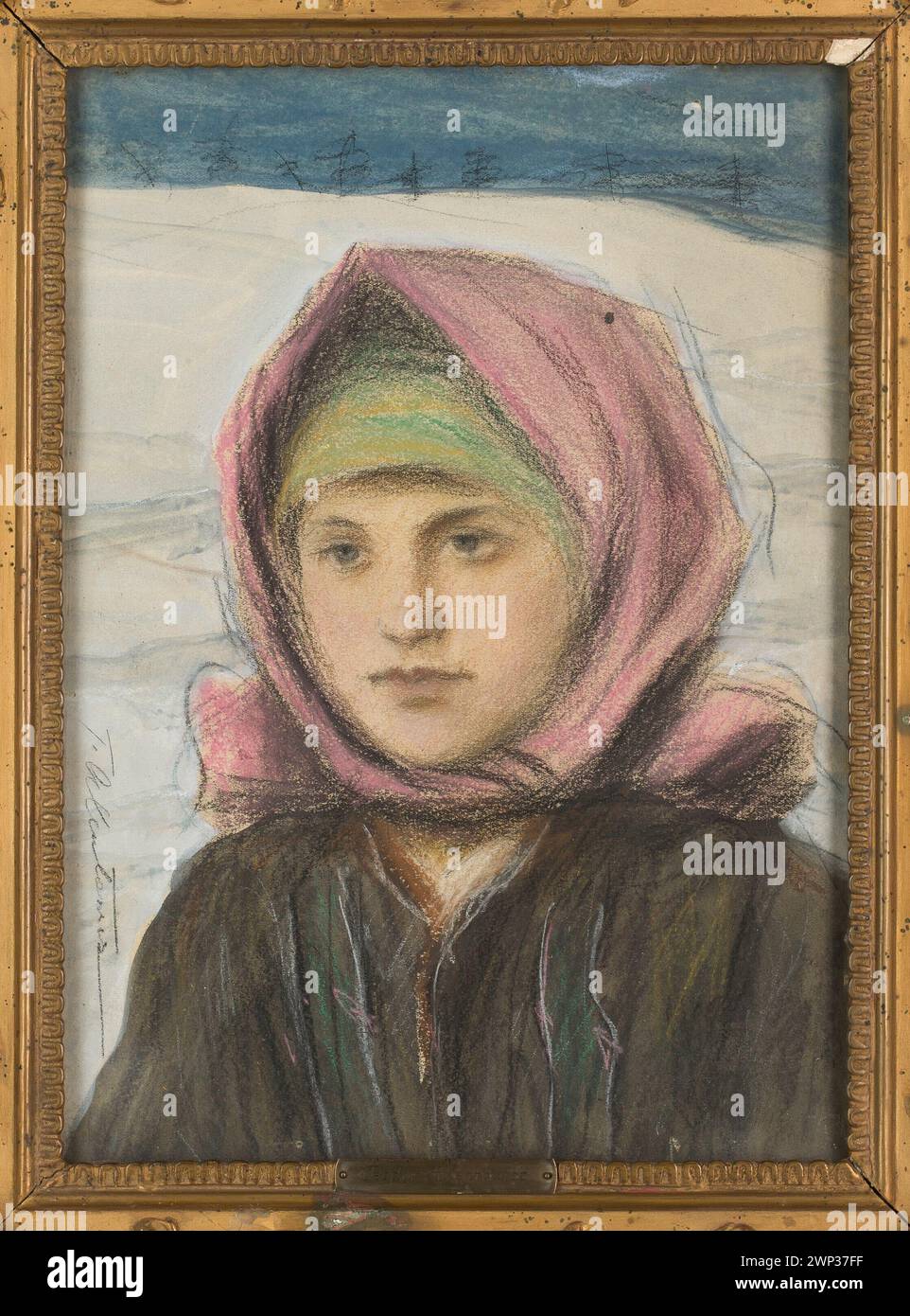 A pastel portrait by Teodor Axentowicz, created after 1890, depicting a ...