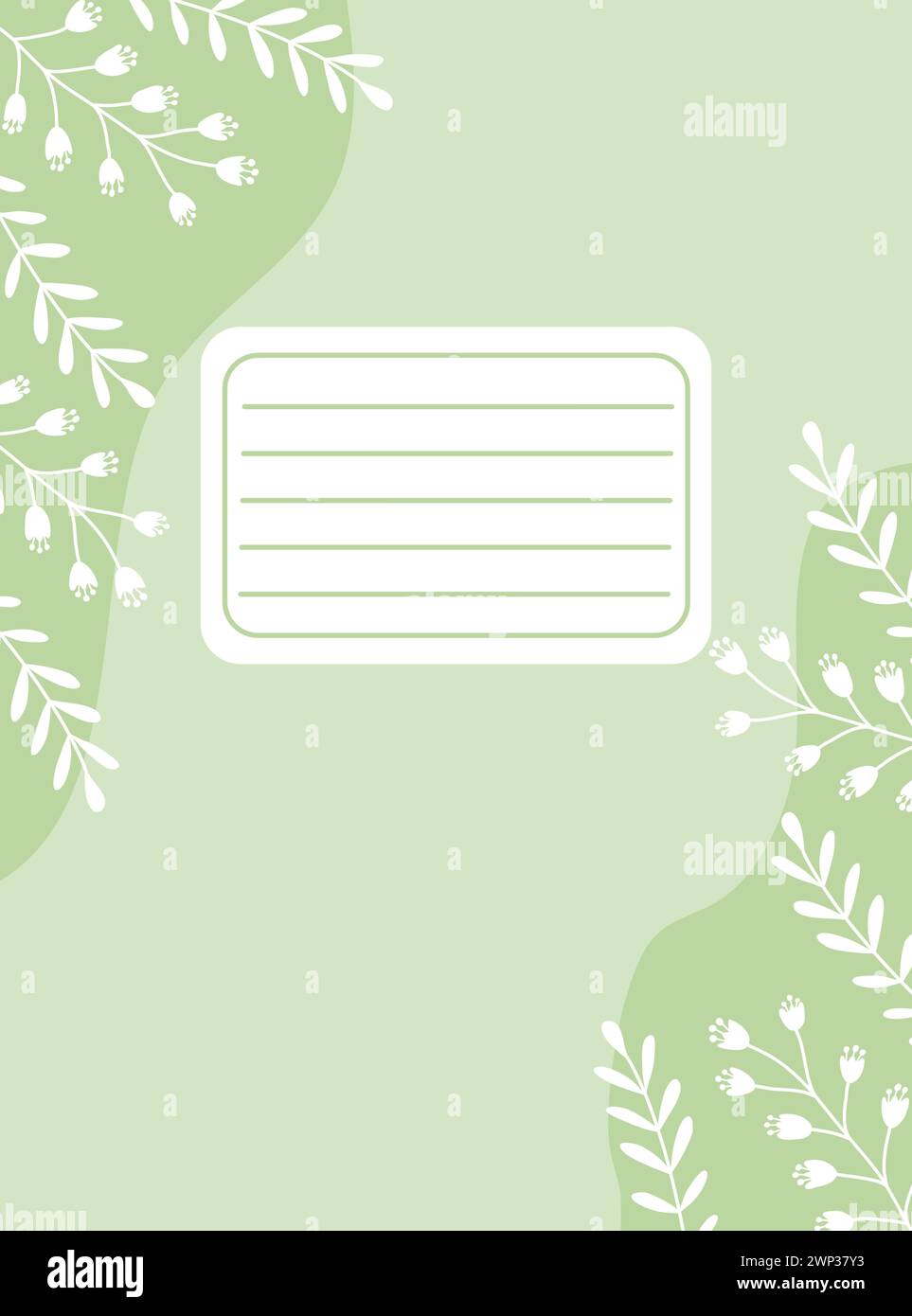 School workbook cover template with place for notes, green spring ...