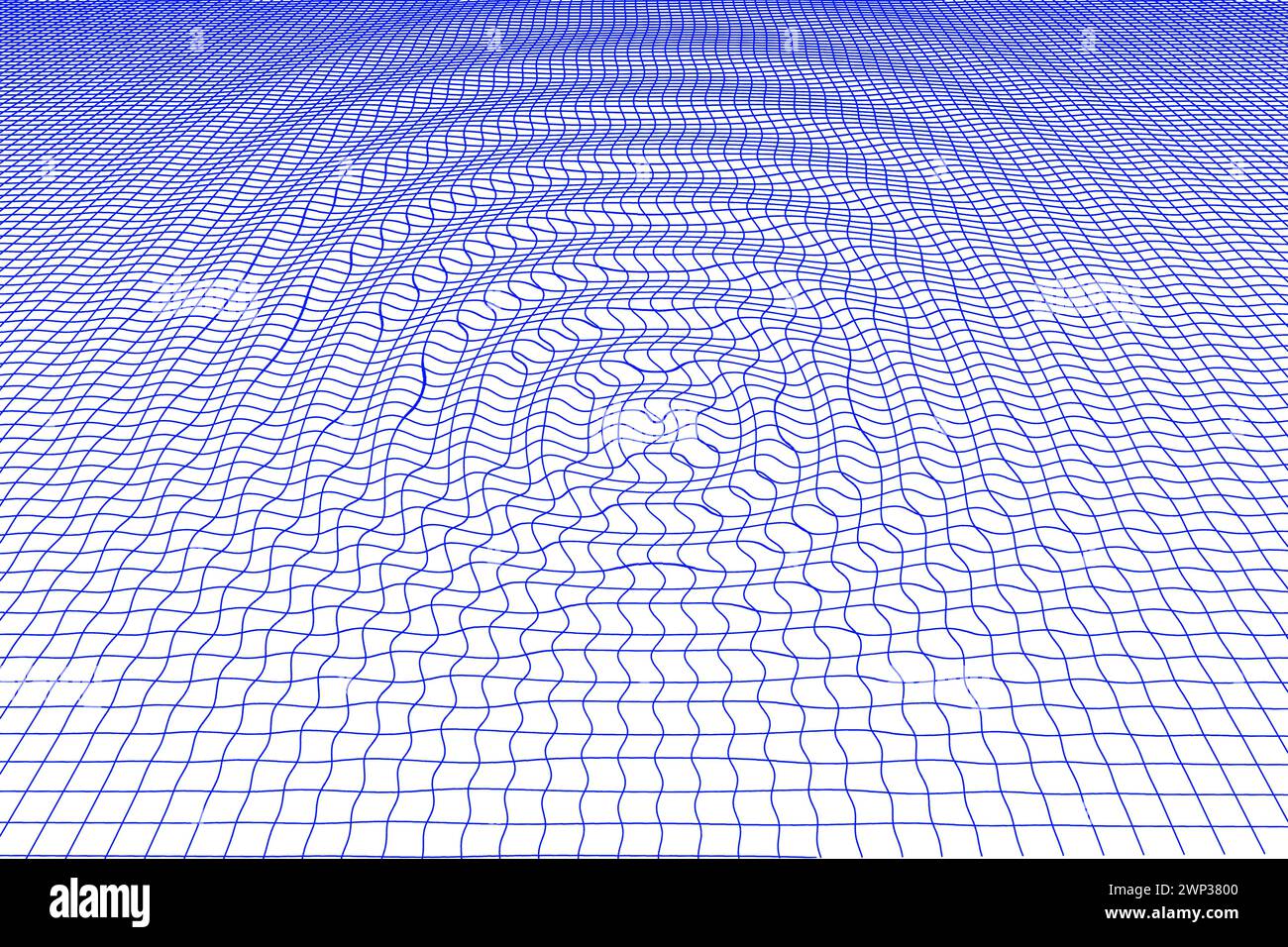 Abstract of blue lined grid with waves, resembling gravitational waves ...